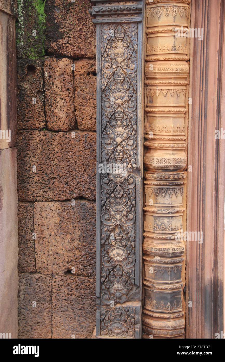 Banteay Srei, Ancient Khmer temple, Angkor area, Cambodia. Reign of ...