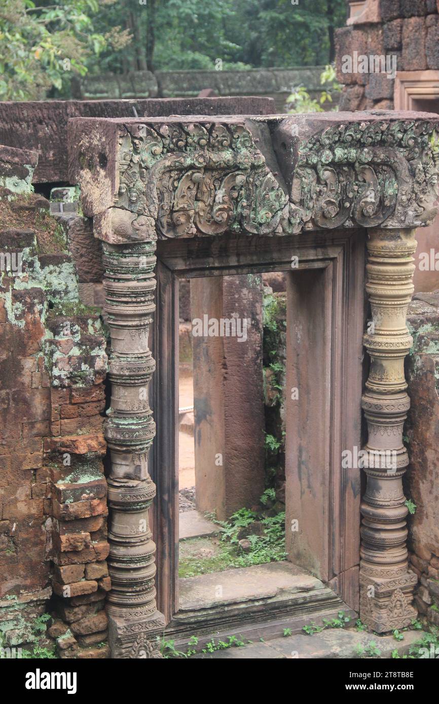 Banteay Srei, Ancient Khmer temple, Angkor area, Cambodia. Reign of ...
