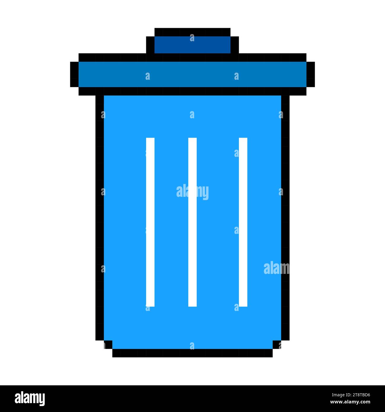 Blue trash can line icon. Recycling, landfill, cleaning, container ...