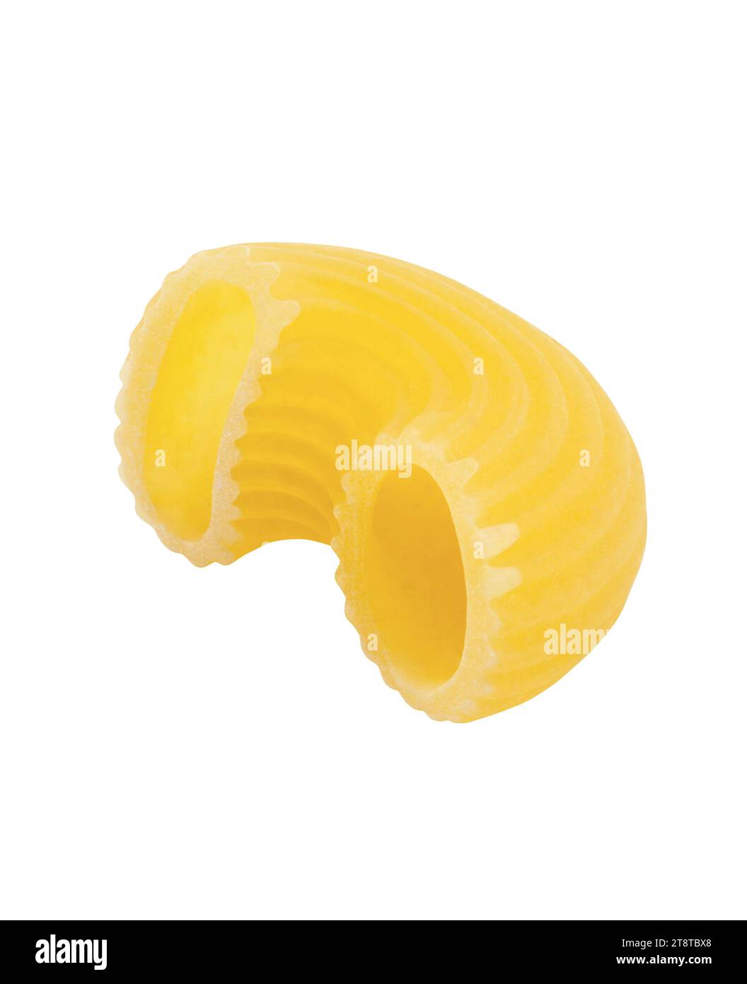 Pipe rigate, raw pasta one close-up, isolated on white background with ...