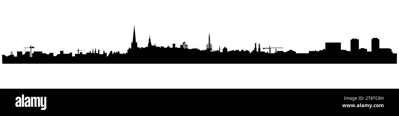 Long city skyline isolated on white background. Parallax layer. Vector ...