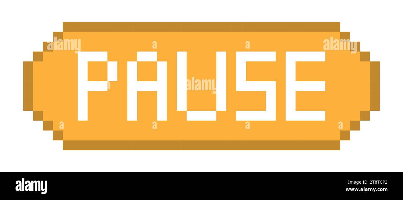 Orange pause sign line icon. Stop, game, control, button, sign ...