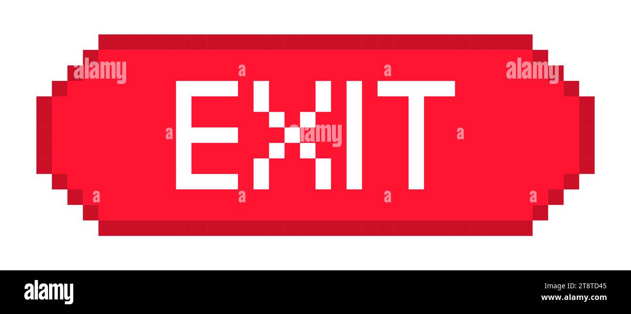 Red exit sign line icon. Stop, cancel, menu, game, control, button ...