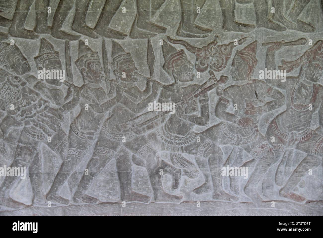Angkor Wat Bas-relief Showing Musician Playing a Kse Diev Zither, Khmer ...