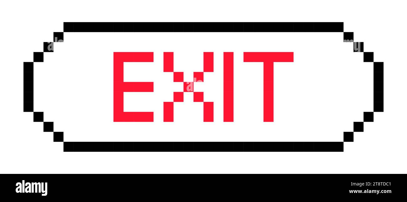 Red exit sign line icon. Stop, cancel, menu, game, control, button ...