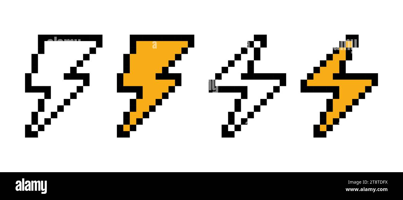 Set of lightning line icon. Electricity, danger, voltage, thunder, sky ...