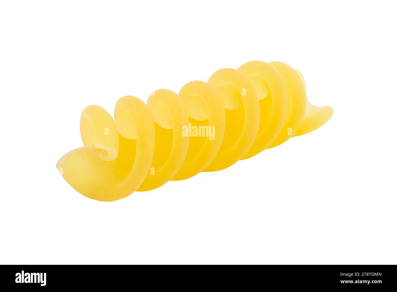 Fusilli pasta raw one close-up isolated on white background with ...