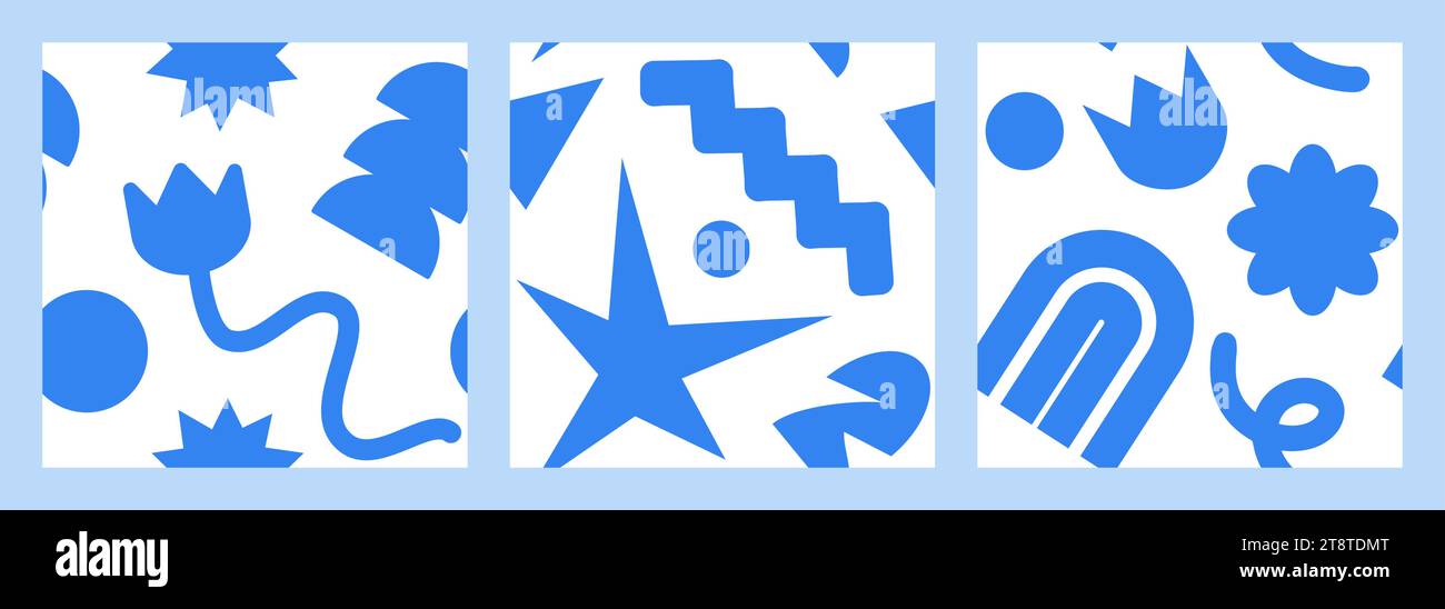90 cool Brutalism seamless pattern set. Naive playful abstract shapes ...