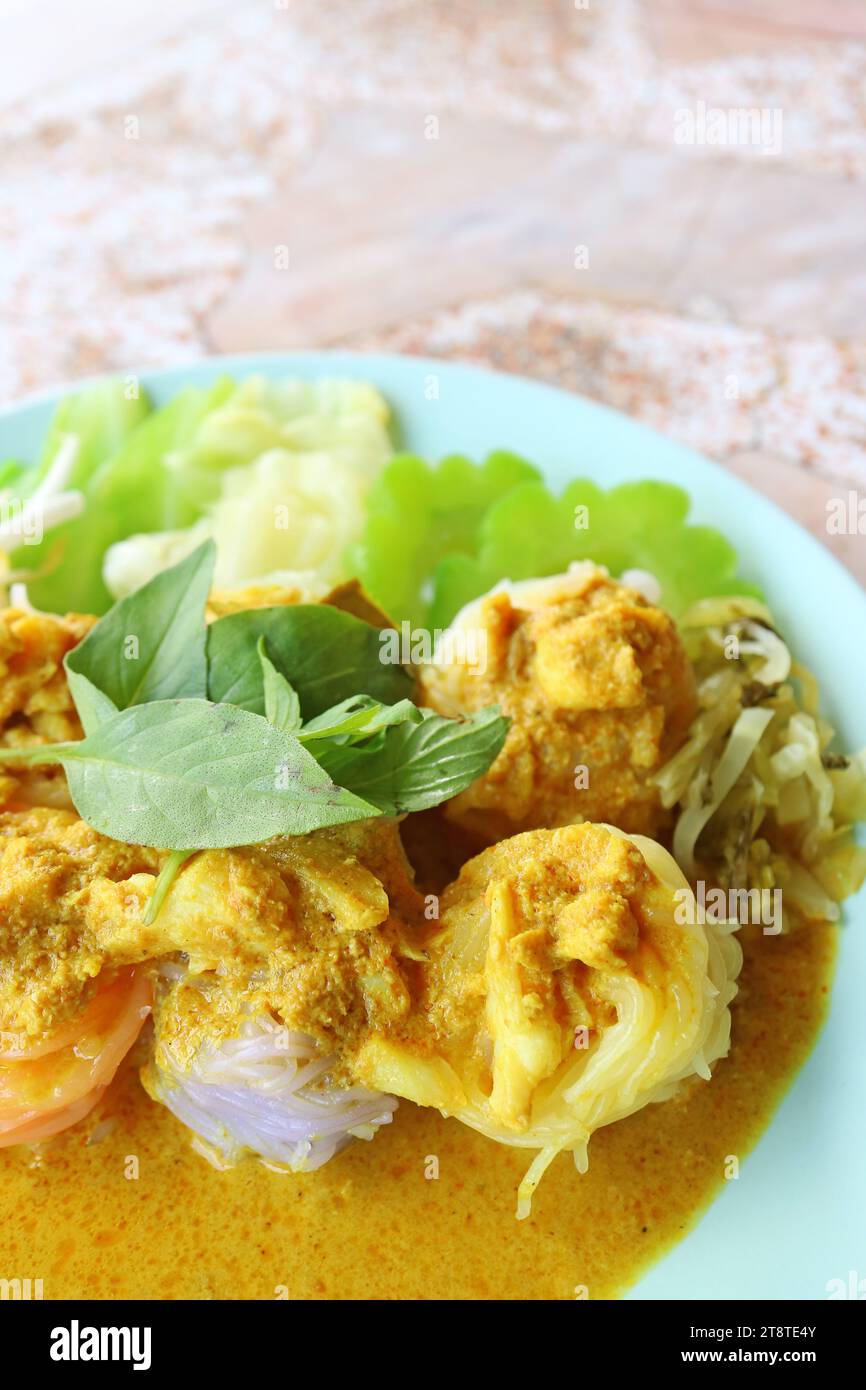 Khanom Chin Nam Ya Poo, Thai Southern Region Dish of Rice Vermicelli ...