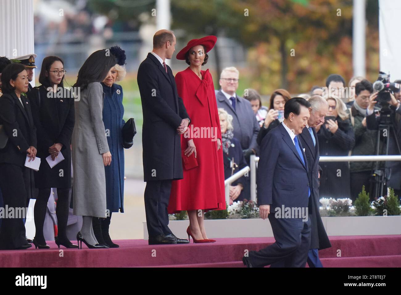(Left to right) The wife of the President of South Korea Kim Keon Hee ...