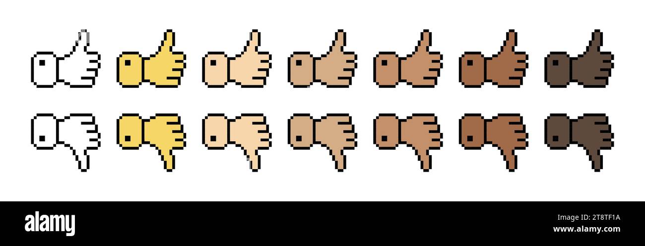 Set of thumbs line icon. Gesture, disapproval, dislike, emoji, refusal ...