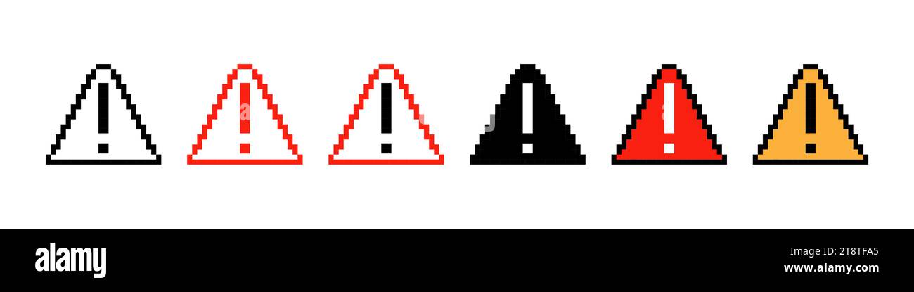Set of danger sign line icon. Fear, risk, threat, anxiety, attention ...