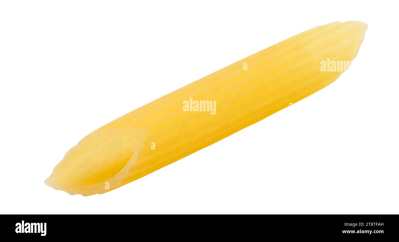 Penne Rigate pasta raw one, isolated on white background with clipping ...