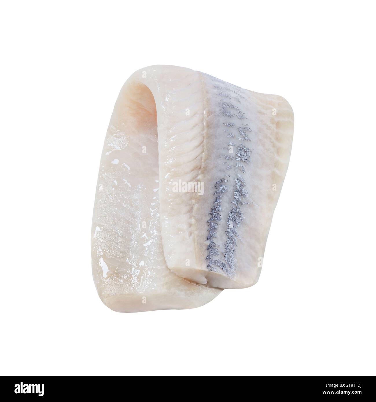 Herring, fillet folded in half, bent, omega 3, isolated on white ...