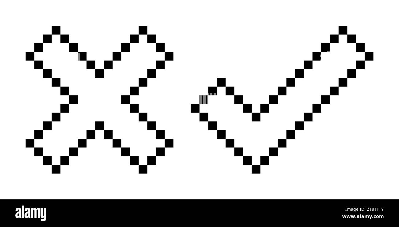 Transparent cross and check mark line icon. Choice, vote, confirm ...