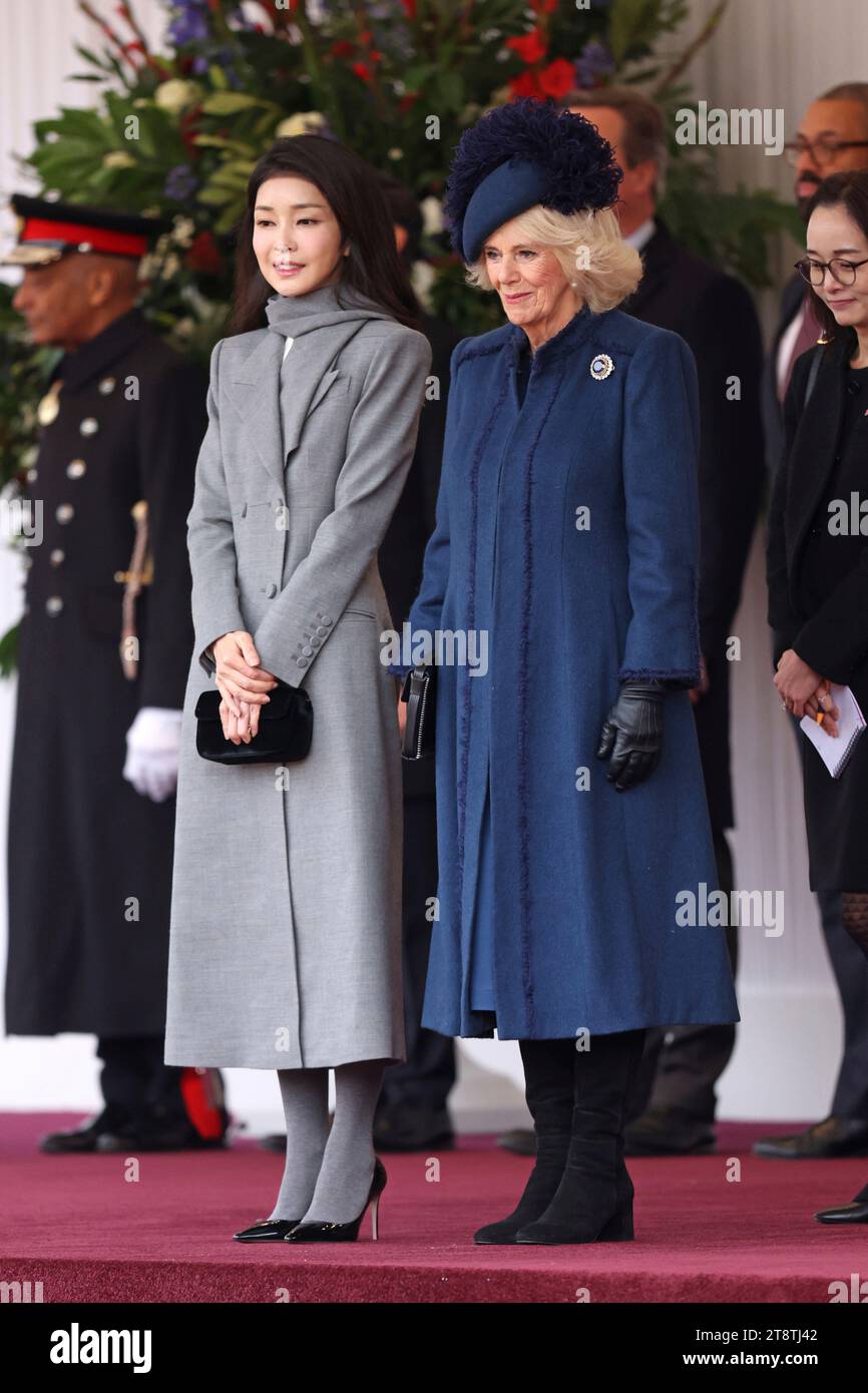 The First Lady of South Korea, Kim Keon-hee, left, and Queen Camilla ...