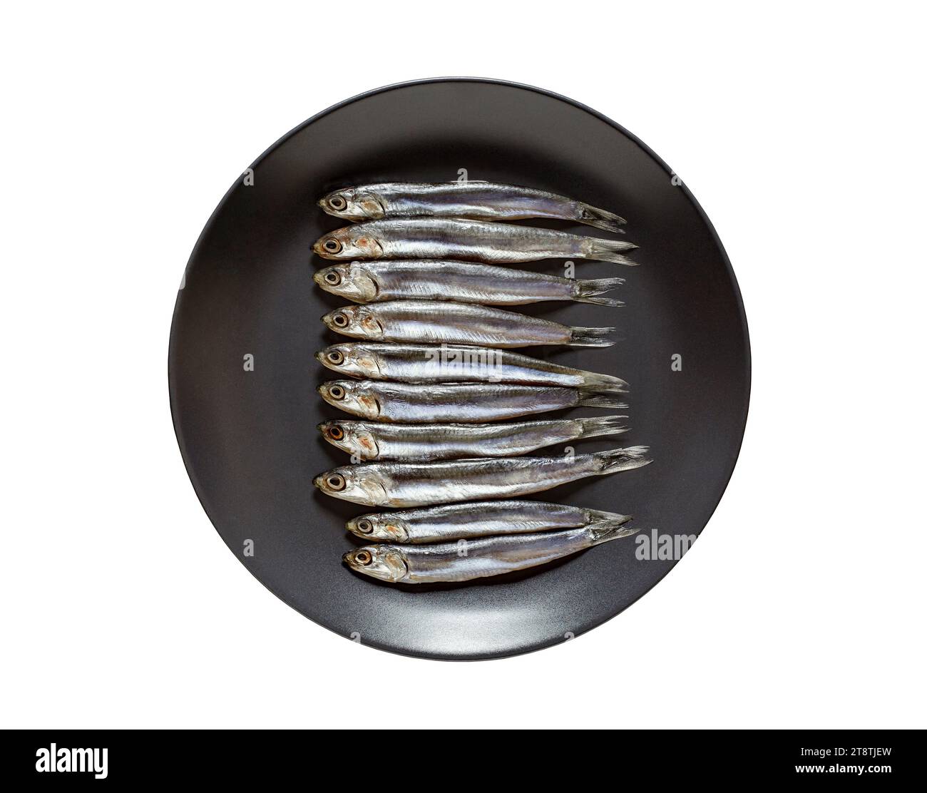 Anchovy european, hamsa fresh, several small fish isolated on white ...