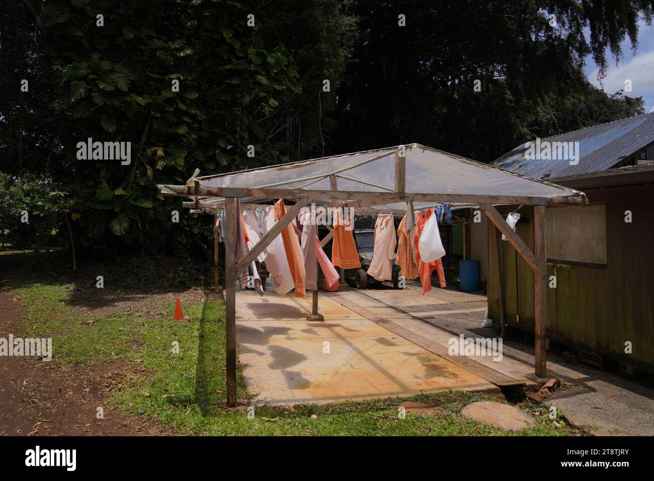 Laundry blows in the wind at the Kauai Hindu Monastery, on July 9, 2023 ...