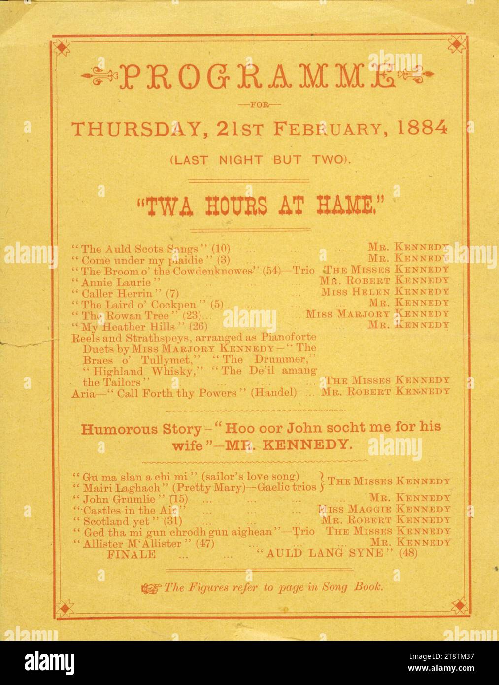 Kennedy Family: Programme for Thursday, 21st February 1884 (Last night ...