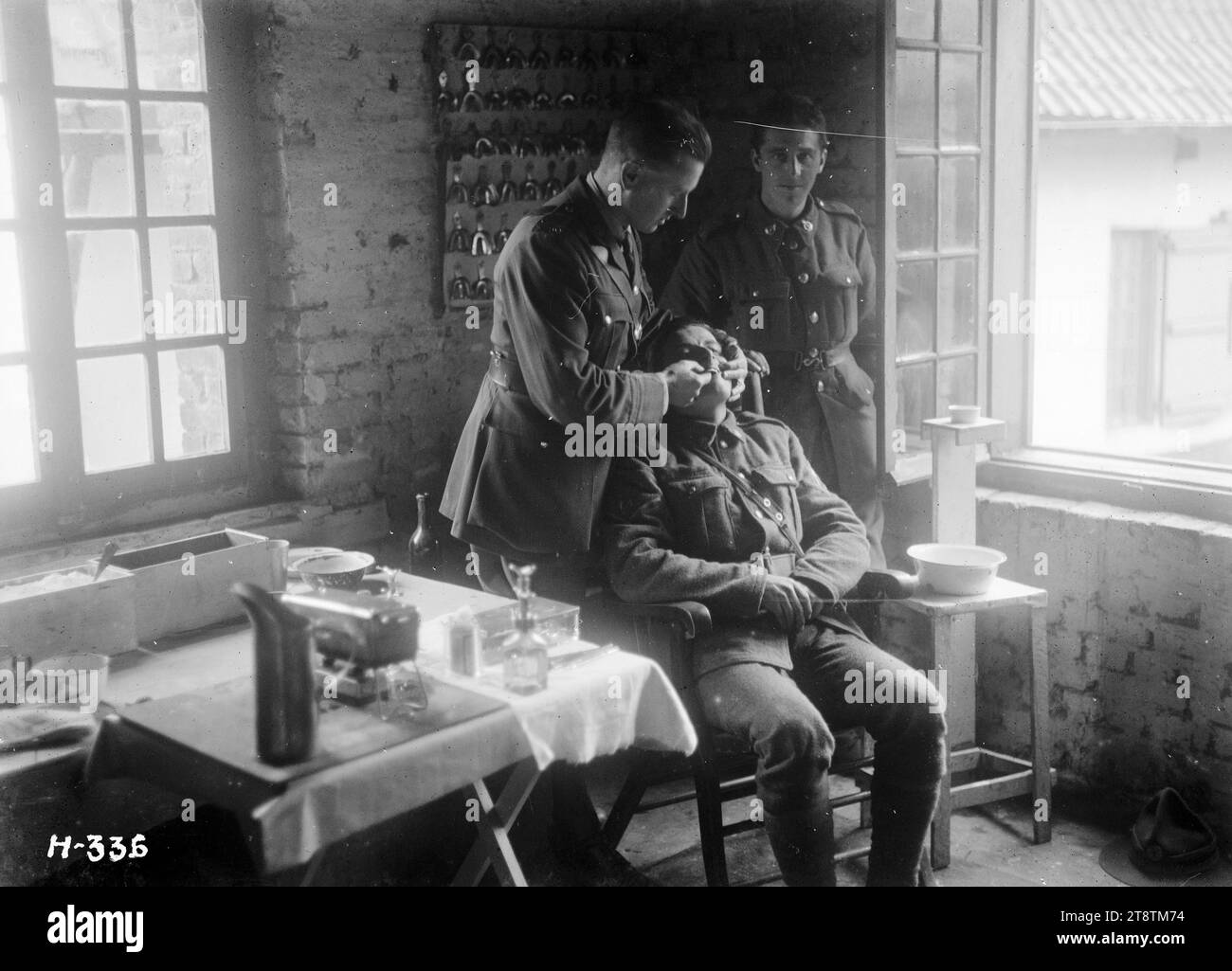 Soldier having new dentures fitted during World War I, A soldier ...