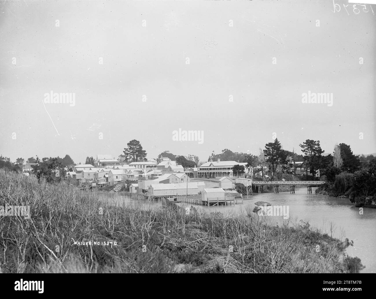 Waiuku, View of Waiuku, looking along the Waiuku River. The Kentish ...
