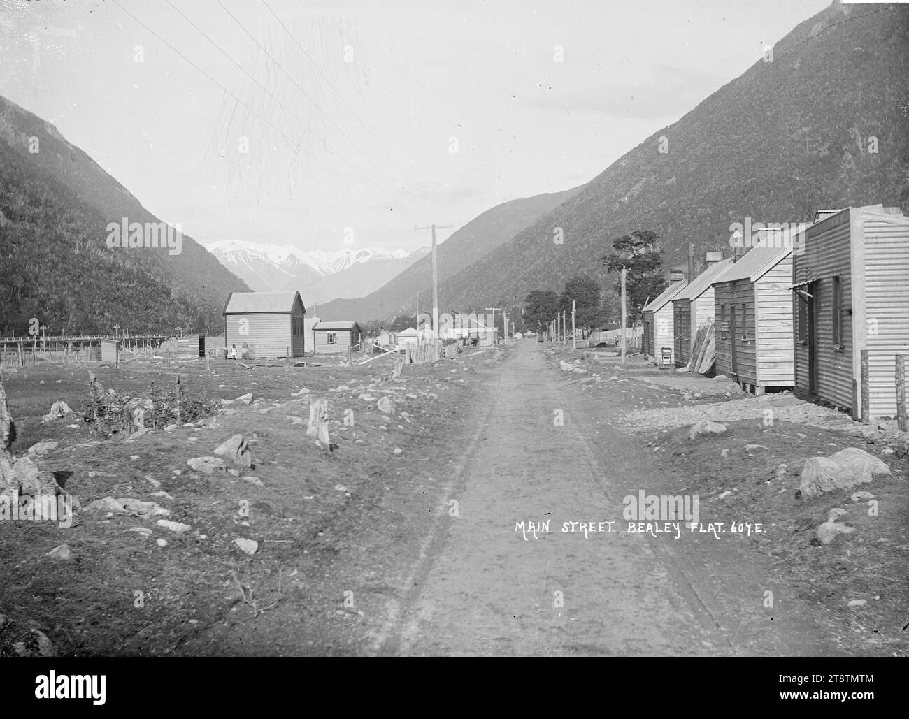 Main street at Bealey Flat, Main Street at Bealey Flat, showing small ...