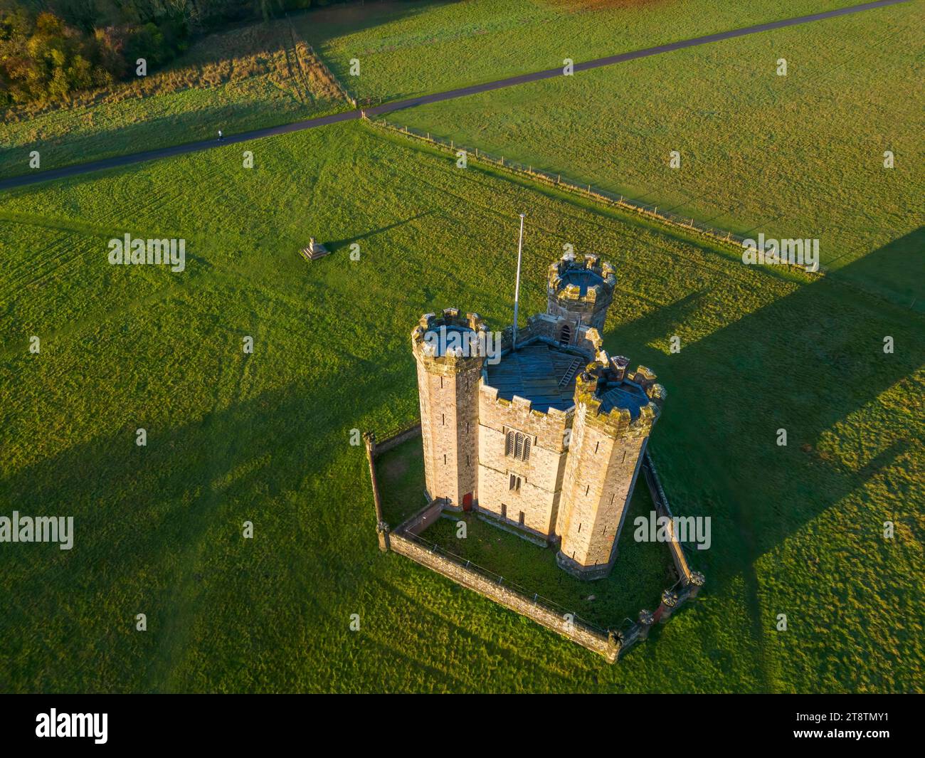 aerial view of the triangular hiorne tower built in 1897 is a landmark ...