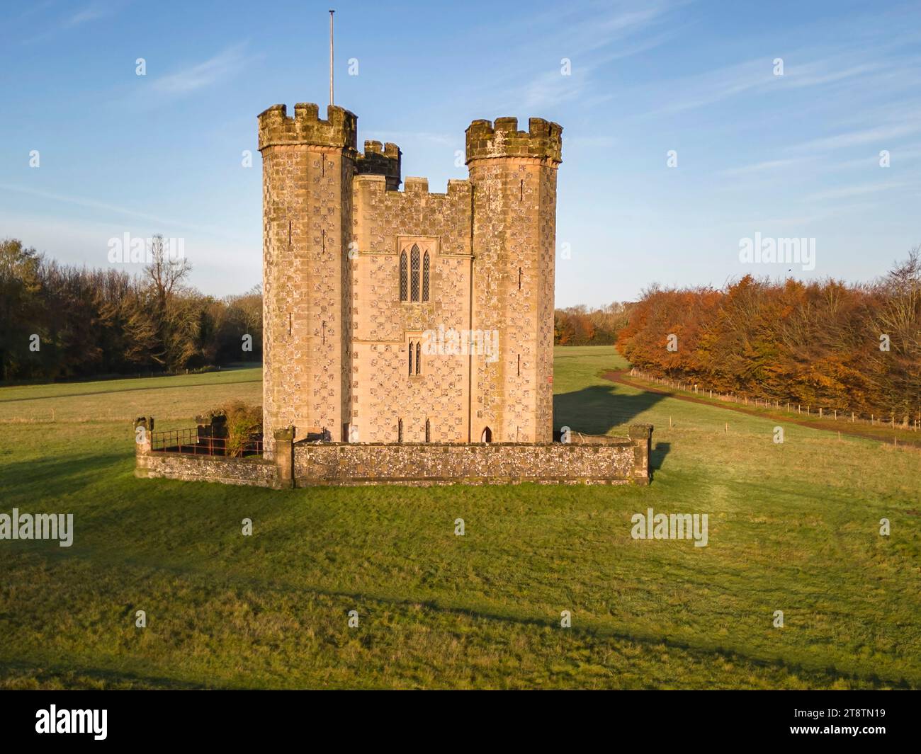 aerial view of the triangular hiorne tower built in 1897 is a landmark ...