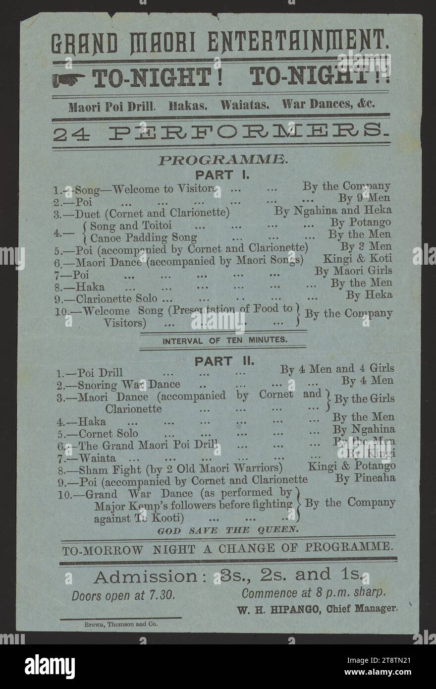 Grand Maori entertainment. Tonight! Tonight! Maori poi drills; hakas ...