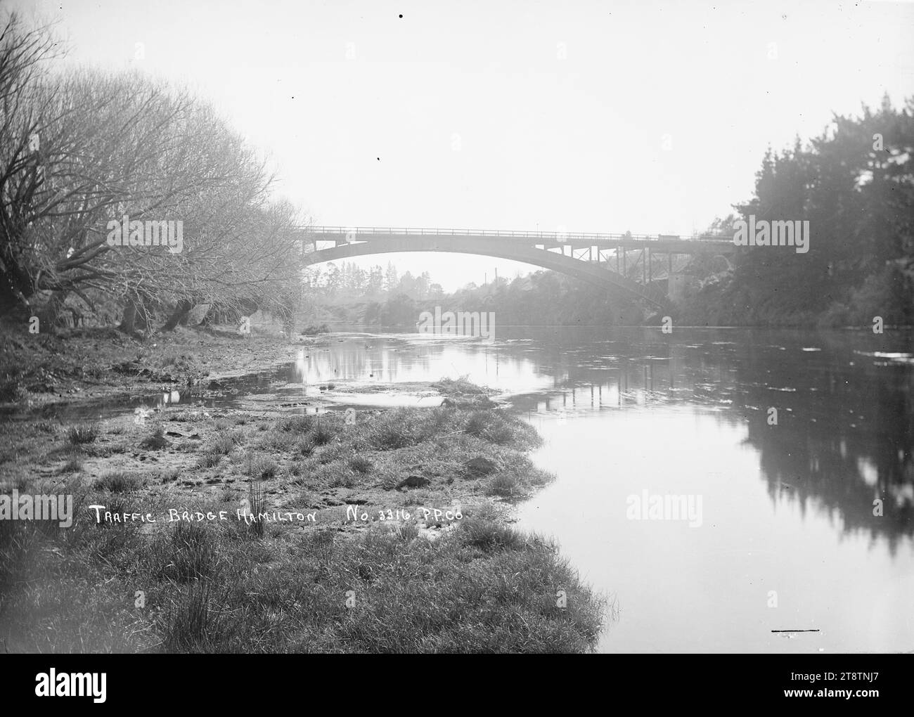 Traffic Bridge over the Waikato River at Hamilton, circa 1910s, View of ...