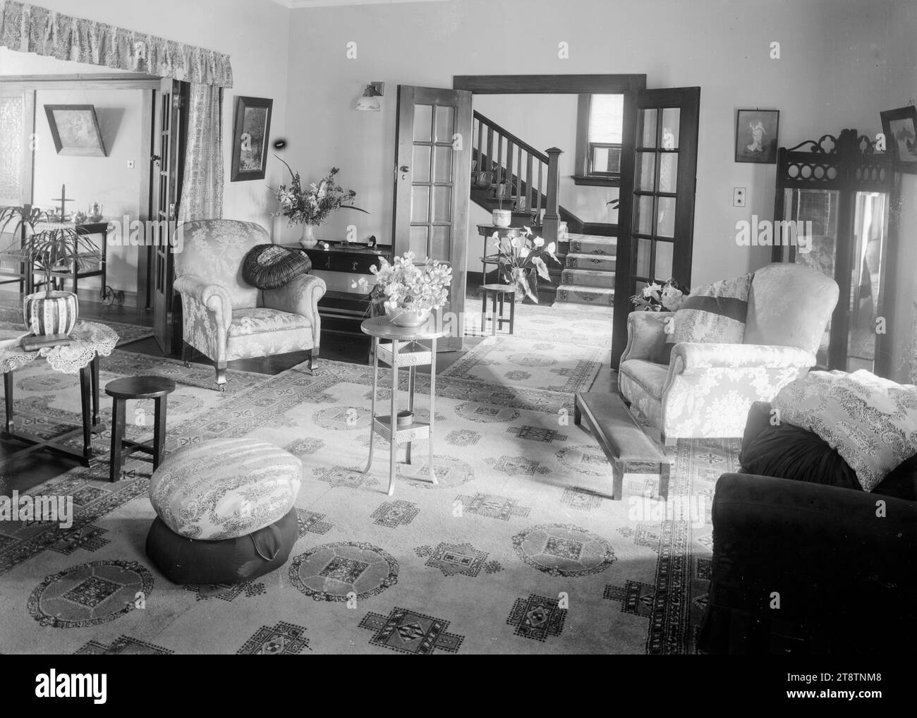 Drawing room, showing furniture, Drawing room, looking towards a ...