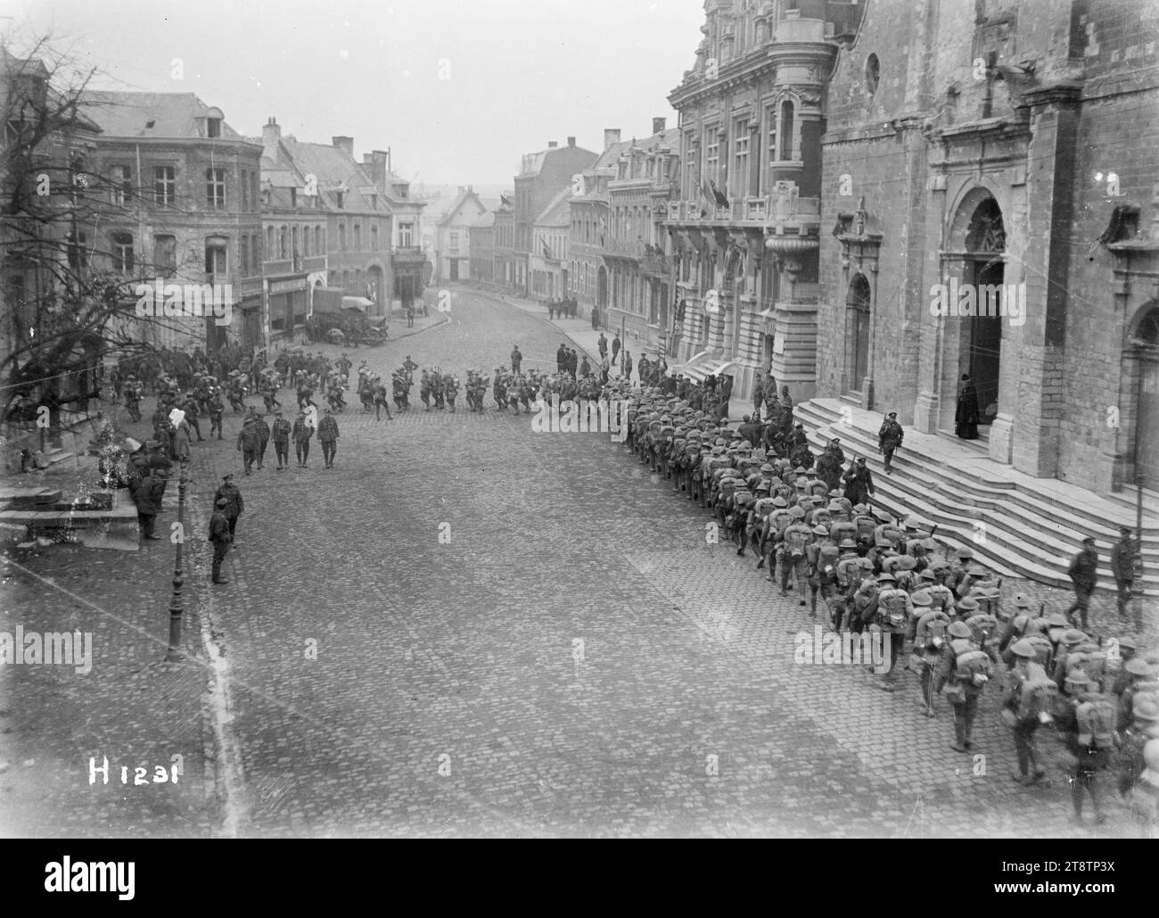 New Zealand Division leaving the town of Solesmes, France, after the ...