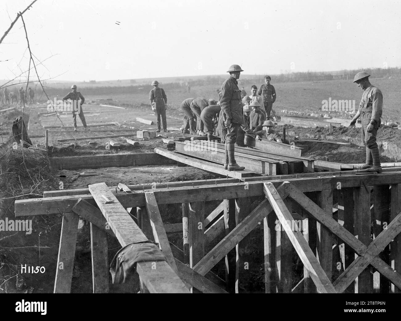 World War I New Zealand Engineers building a bridge, World War I New ...