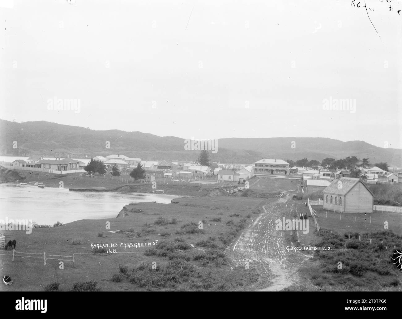 Raglan, New Zealand from Green Street, 1910, Raglan, New Zealand ...