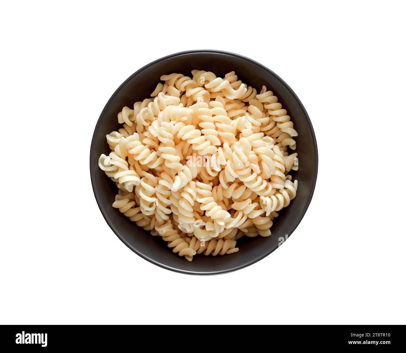 Fusilli pasta cooked in bowl, isolated on white background with ...