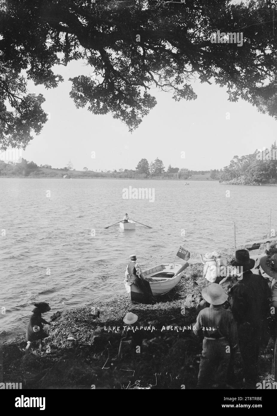 Rowboats on Lake Takapuna, Takapuna, View of Lake Takapuna (now known ...