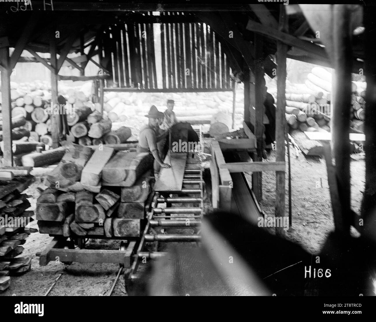 New Zealand soldiers working in a timber mill during World War I, New ...