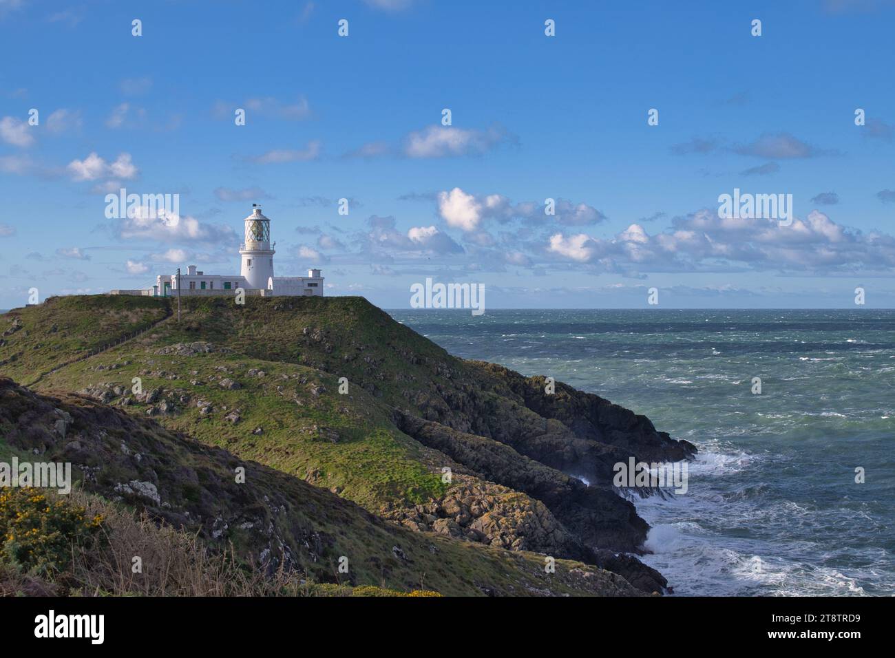 Strumble Head Lighthouse, built by Trinity House in 1908, marking the ...