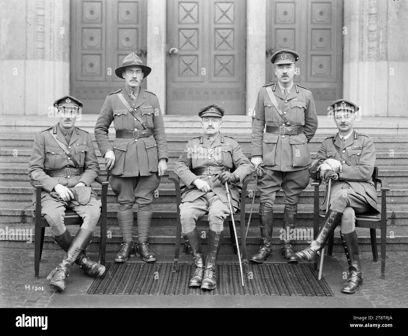 New Zealand officers Hart, Russell, Melvill, Symon and Young, during ...