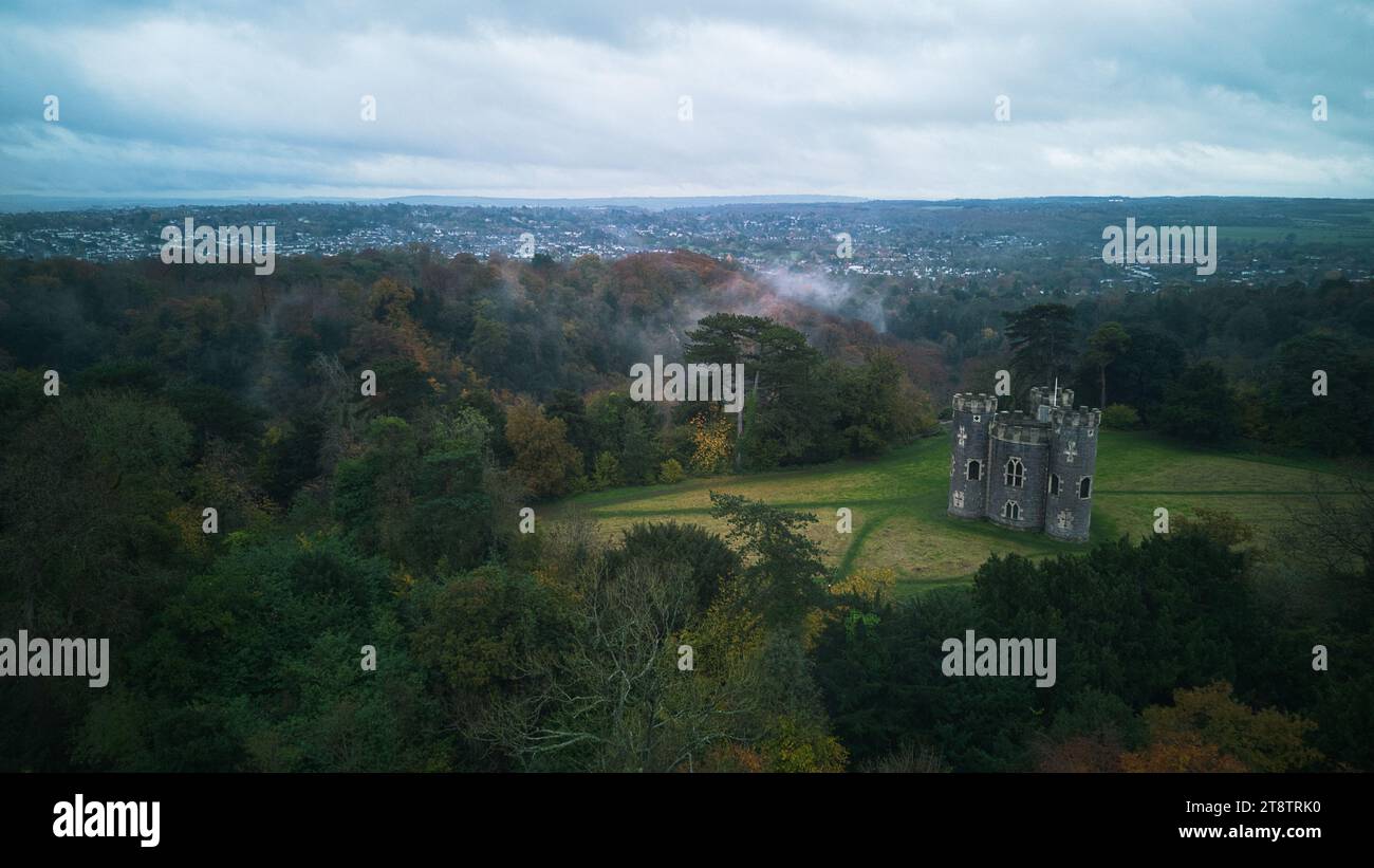 Arial view of Blaise Castle, which sits within the Blaise Castle Estate ...