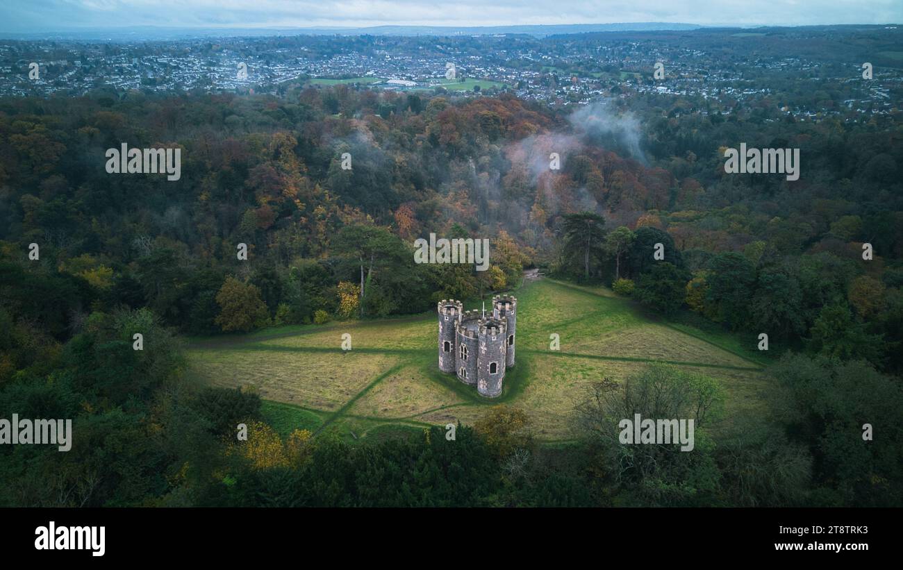 Arial view of Blaise Castle, which sits within the Blaise Castle Estate ...
