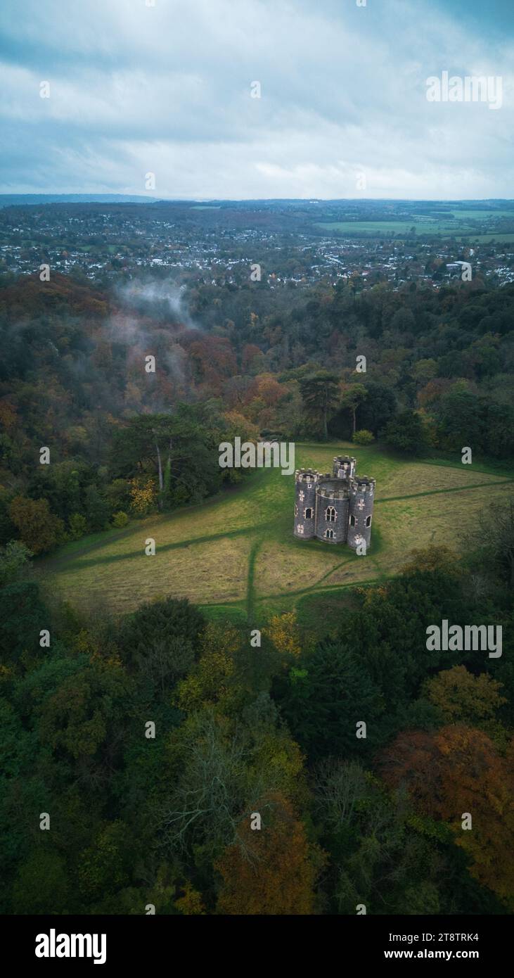 Arial view of Blaise Castle, which sits within the Blaise Castle Estate ...