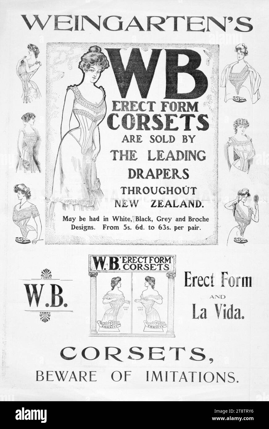 Weingarten's WB erect form corsets.. 1905, Shows women wearing several ...