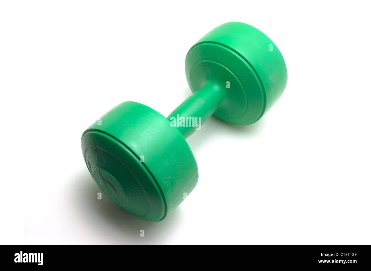 Green barbell dumbbells weighing 5 kg on a white background Stock Photo ...