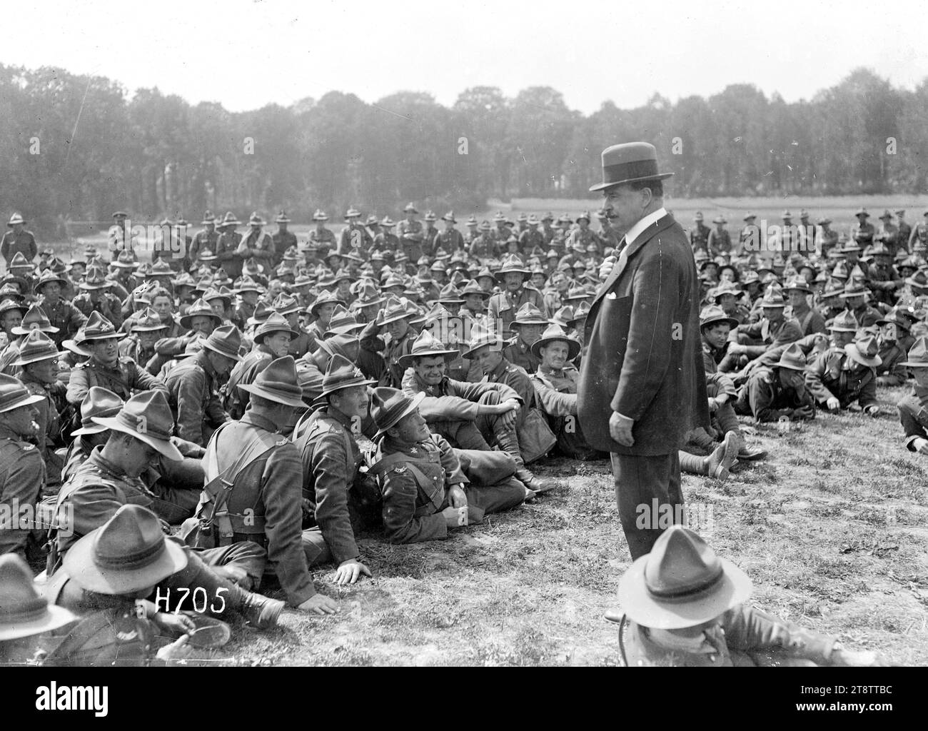 Sir Joseph Ward addressing the Machine Gun Battalion in France during ...
