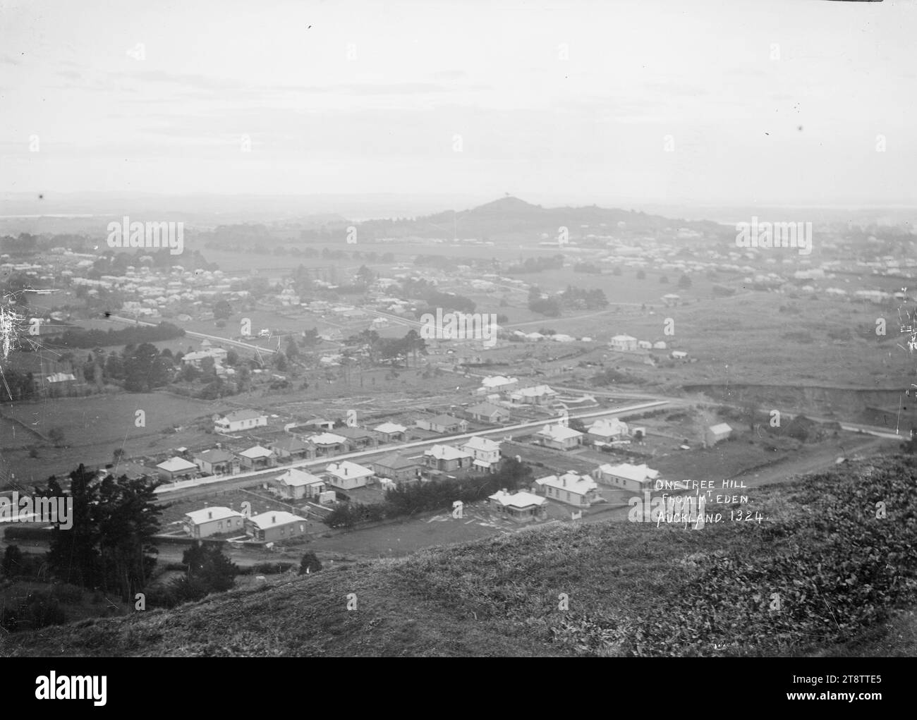 Epsom and One Tree Hill from Mount Eden, Auckland, New Zealand, Looking ...