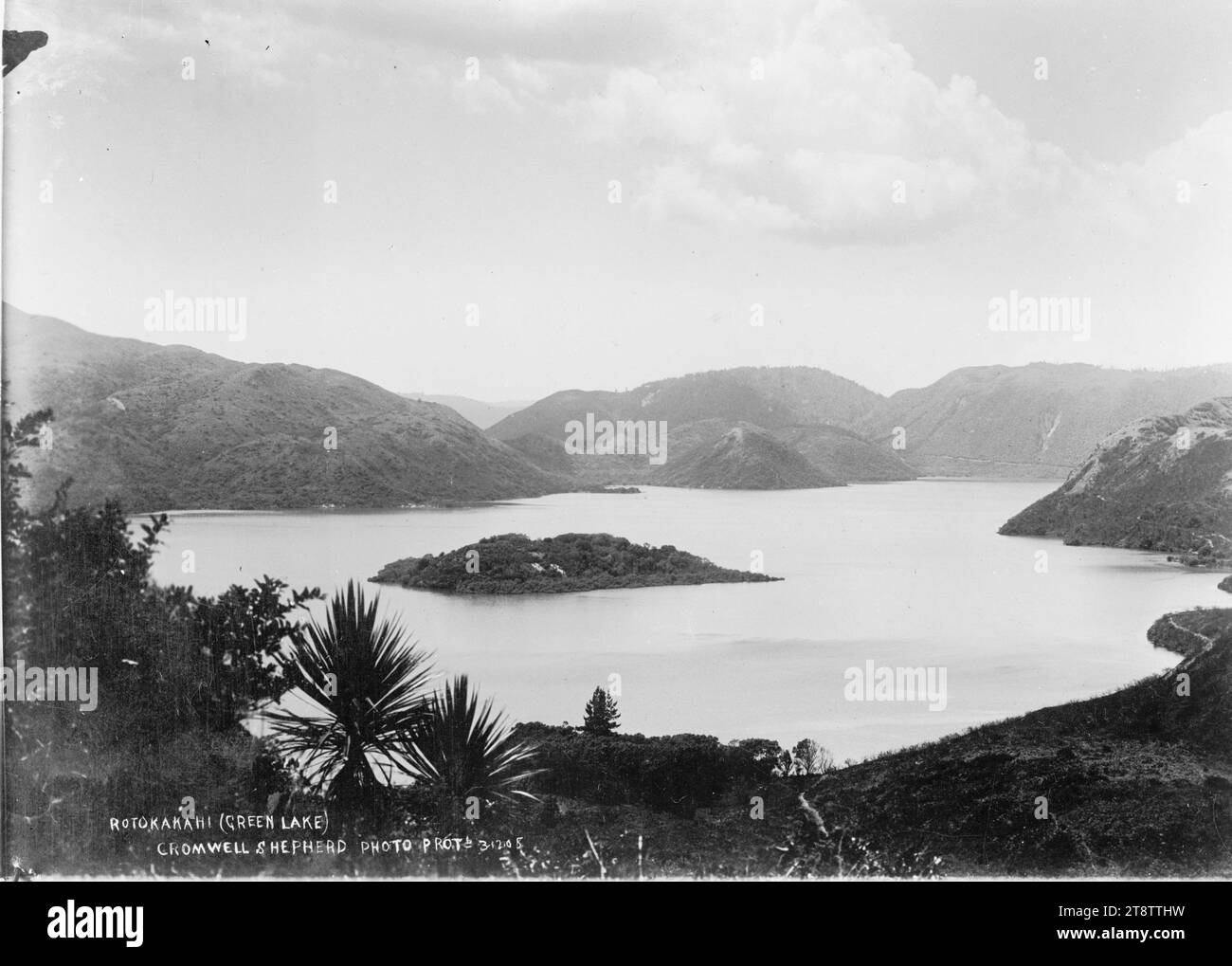 Green Lake, Rotorua - Photograph taken by Cromwell Shepherd, View of ...