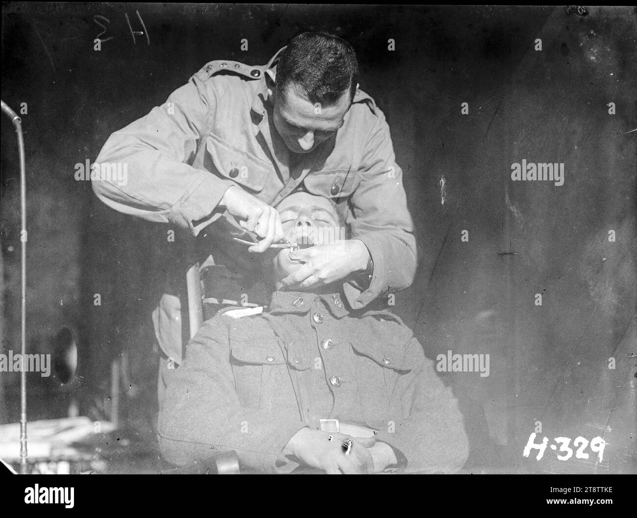A soldier undergoing a tooth extraction, World War I, A New Zealand ...