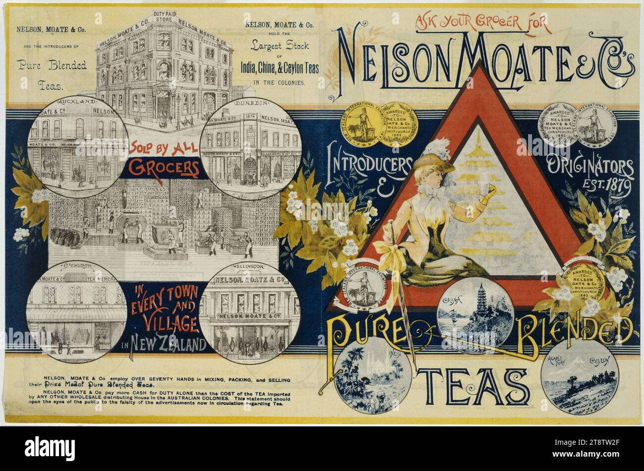 Ask your grocer for Nelson Moate & Co's pure blended teas. 1882, Shows ...