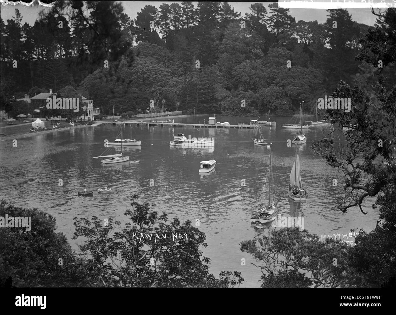Boats in Mansion House Bay, Kawau Island - Photograph taken by W T ...